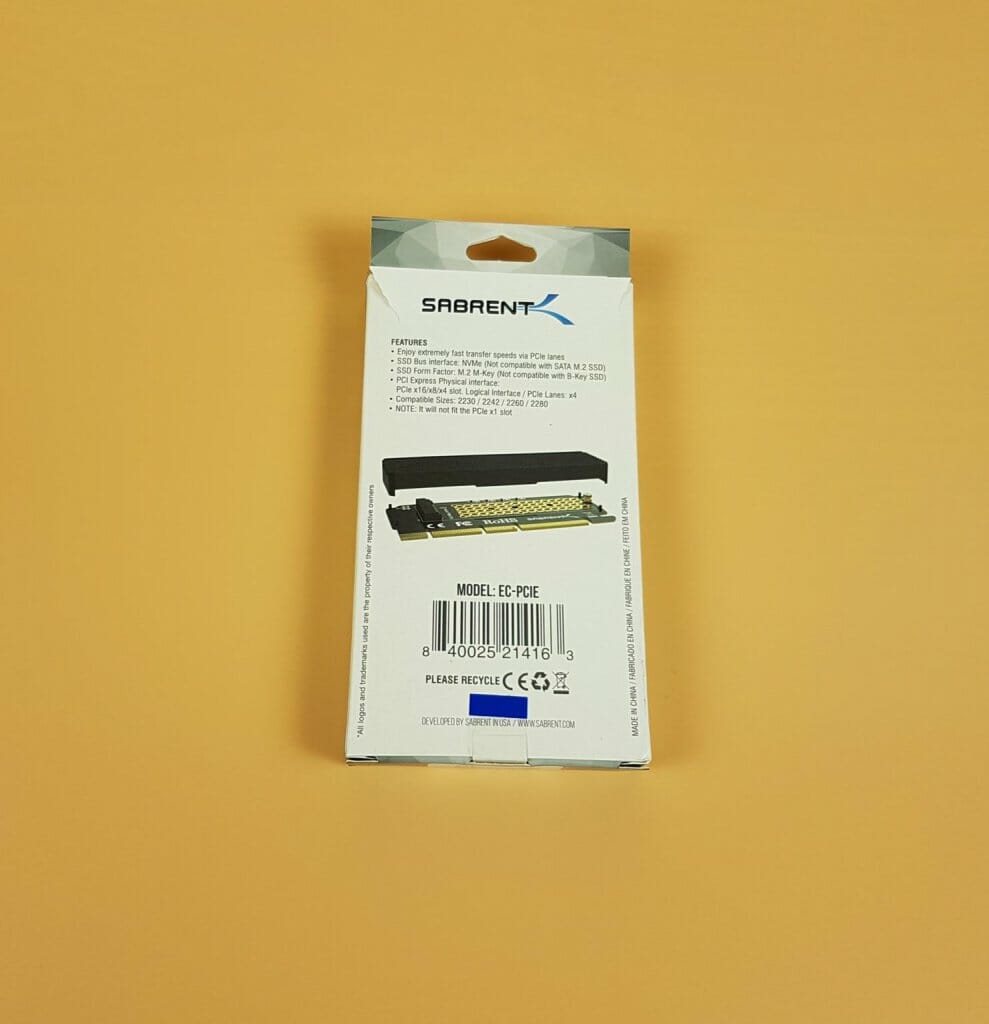 Sabrent NVMe M.2 SSD to PCIe X16/X8/X4 Card Review - EnosTech.com