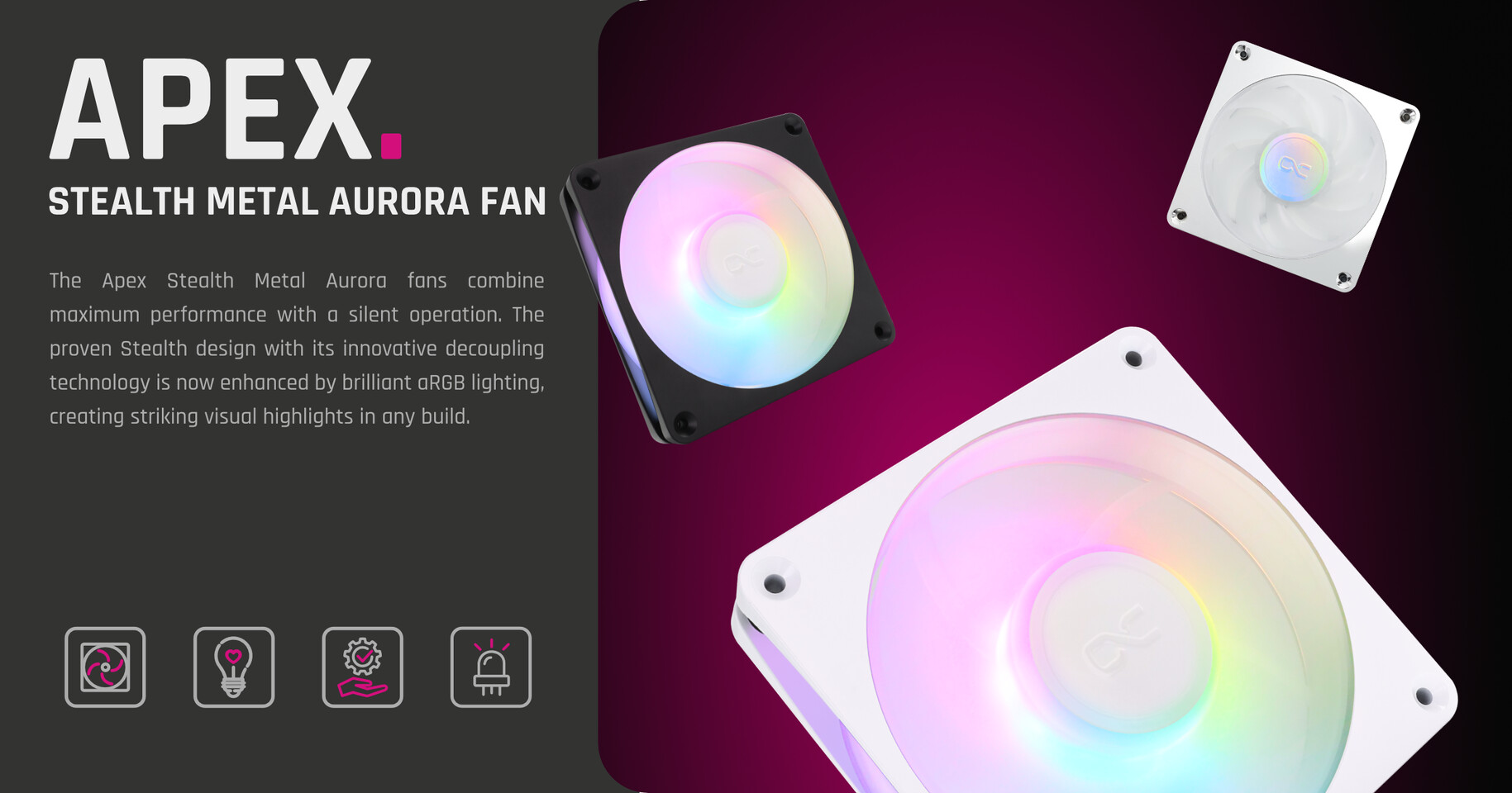 Alphacool unveils stunning Apex Stealth Metal Aurora fans - EnosTech.com